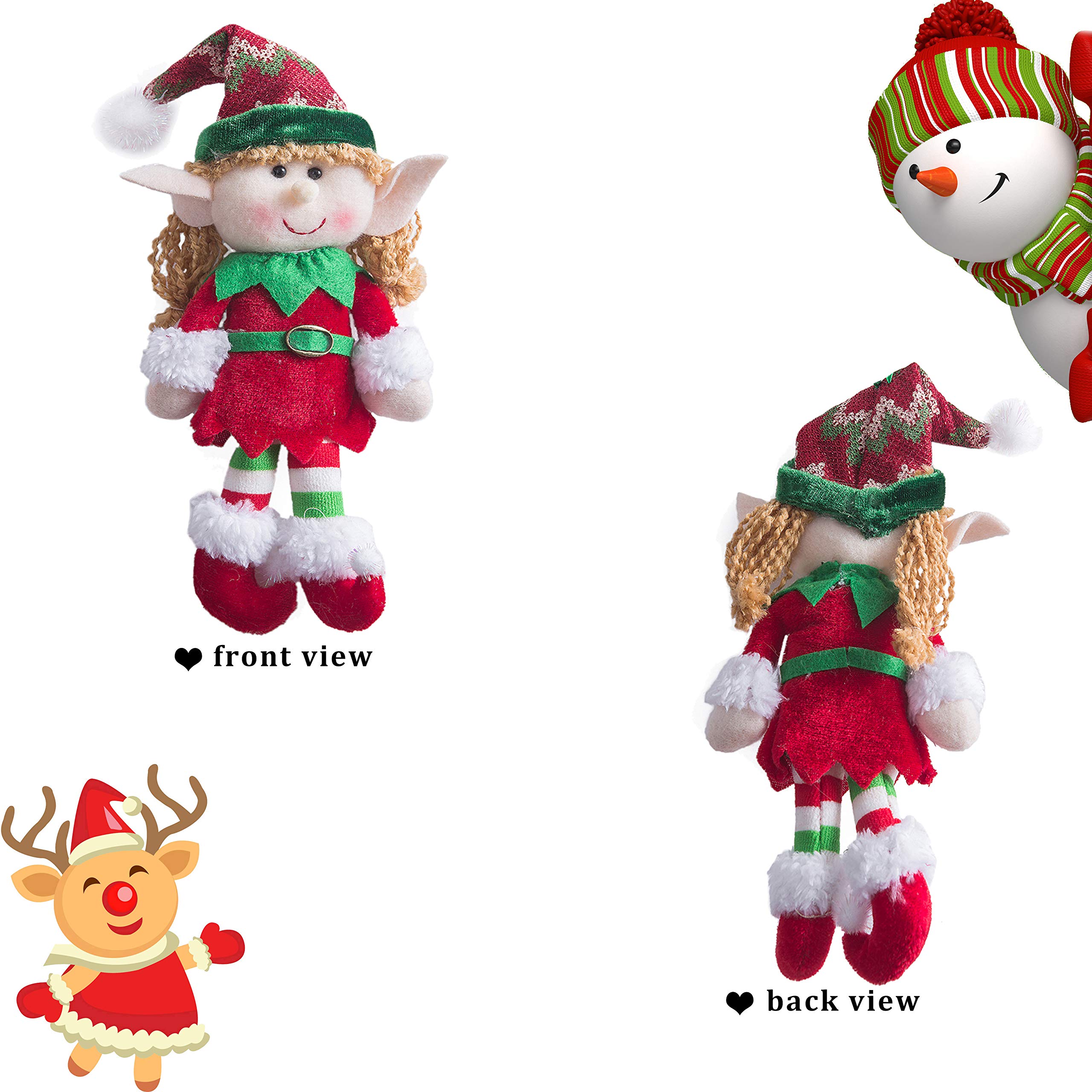 WEWILL Adorable Flexible Christmas Elves Plush Dolls -Set of 4 Party Xmas Tree Decoration Holiday Santa Characters Ornaments 12-Inch