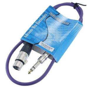 mcsproaudio 1/4" trs to 3 pin xlr female pro audio patch cable balanced and shielded (3 foot feet ft long, purple)