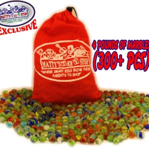 Matty's Toy Stop Deluxe 4 Pounds (300+ Count) of Cat's Eyes Marbles & Shooters with Exclusive Storage Bag