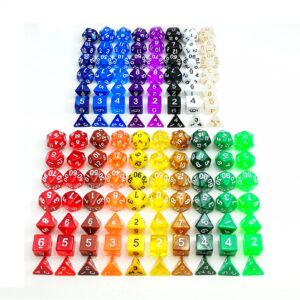 Bescon Multi-Colored RPG Dice Pack of 126 Polyhedral Dice 18 Complete Sets of 7 Dice 18 Red Velvet Bag Packaging