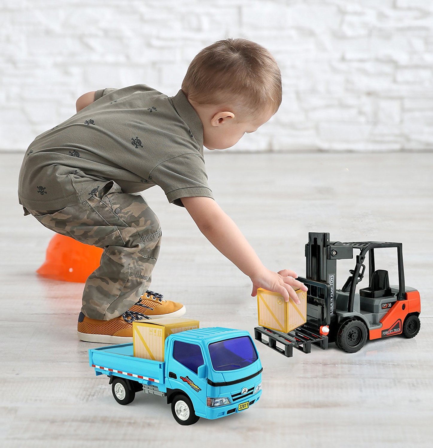 Click N' Play Forklift & Truck Play Set | Toy Truck Machines, Farm/Construction Toys, Dump Truck, Vehicle | Baby Boy Toys, Toddler Car, Toddler Toy Trucks, Little Boy Toys | Toy Car Gifts for Boys