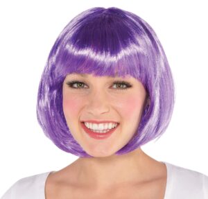 amscan 3902273.14 purple long bob style costume wig, 1 ct