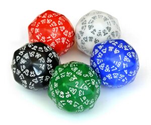 set of five 120-sided dice