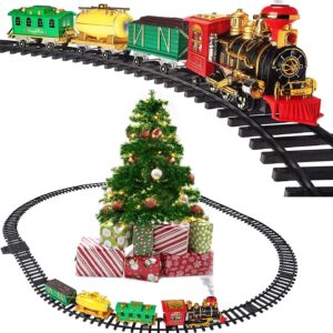 Prextex Christmas Train Set - Christmas Tree Train Set Around The Tree with Real Smoke, Music & Lights - Christmas Train Sets for Under The Tree - Train Set for Christmas Tree