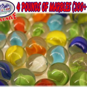 Matty's Toy Stop Deluxe 4 Pounds (300+ Count) of Cat's Eyes Marbles & Shooters with Exclusive Storage Bag