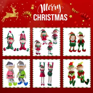 WEWILL Adorable Flexible Christmas Elves Plush Dolls -Set of 4 Party Xmas Tree Decoration Holiday Santa Characters Ornaments 12-Inch