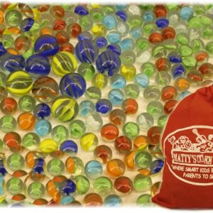 Matty's Toy Stop Deluxe 4 Pounds (300+ Count) of Cat's Eyes Marbles & Shooters with Exclusive Storage Bag