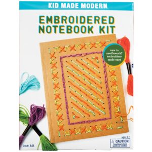 kid made modern embroidered notebook craft kit - kids arts & crafts | kid journal