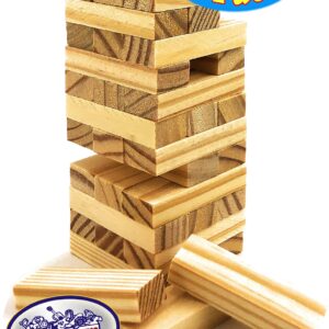 Matty's Toy Stop Mini Wooden Tower 36 Piece Stacking Game (4.25") Gift Set Party Favor Bundle - 4 Pack