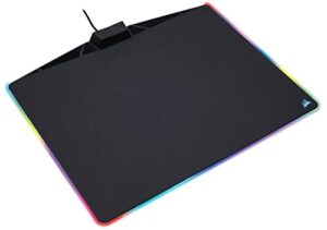 corsair mm800 polaris rgb mouse pad - 15 rgb led zones - usb pass through - high-performance mouse pad optimized for gaming sensors, black