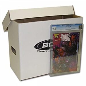 BCW Graded Comic Book Storage Box - 1ct | Durable White Corrugated Paper | Fits CGC Comics, Holds 35-40 Graded Comic Books | Double Thickness Handles & Reinforced Bottom | Assembly Required