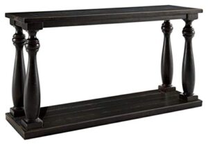 signature design by ashley mallacar rustic cottage rectangular sofa table with floor shelf, black