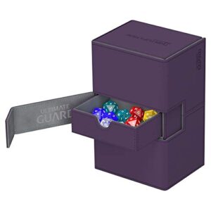 Ultimate Guard Flip 'n' Tray 160+, Deck Case for 160 Double-Sleeved TCG Cards + Dice Tray, Purple/Grey, Magnetic Closure & Microfiber Inner Lining