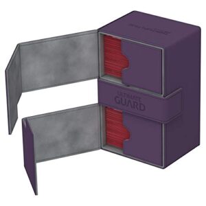 Ultimate Guard Flip 'n' Tray 160+, Deck Case for 160 Double-Sleeved TCG Cards + Dice Tray, Purple/Grey, Magnetic Closure & Microfiber Inner Lining