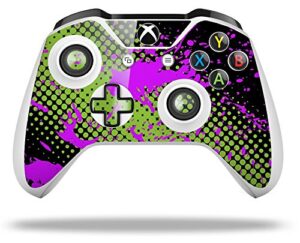 wraptorskinz decal vinyl skin wrap compatible with xbox one s/x controller - halftone splatter hot pink green (controller not included)