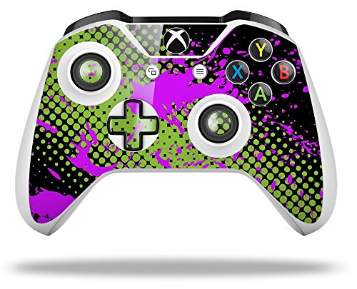 WraptorSkinz Decal Vinyl Skin Wrap compatible with XBOX One S/X Controller - Halftone Splatter Hot Pink Green (CONTROLLER NOT INCLUDED)