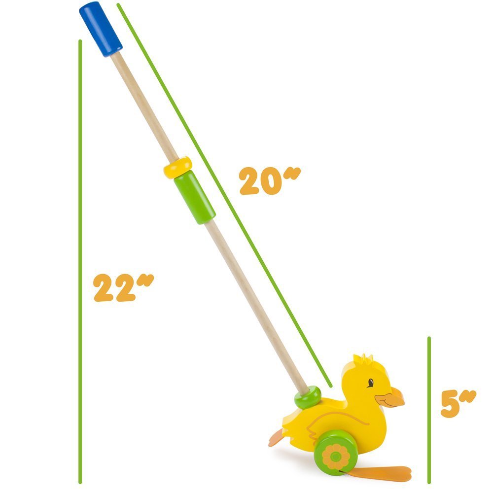 Wooden Wonders Push-n-Pull Waddling Duckling with Rubber Feet by Imagination Generation