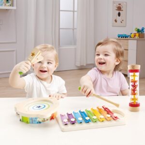 Hape Toddler Beat Box Set, Wooden Music Toy Set E8148