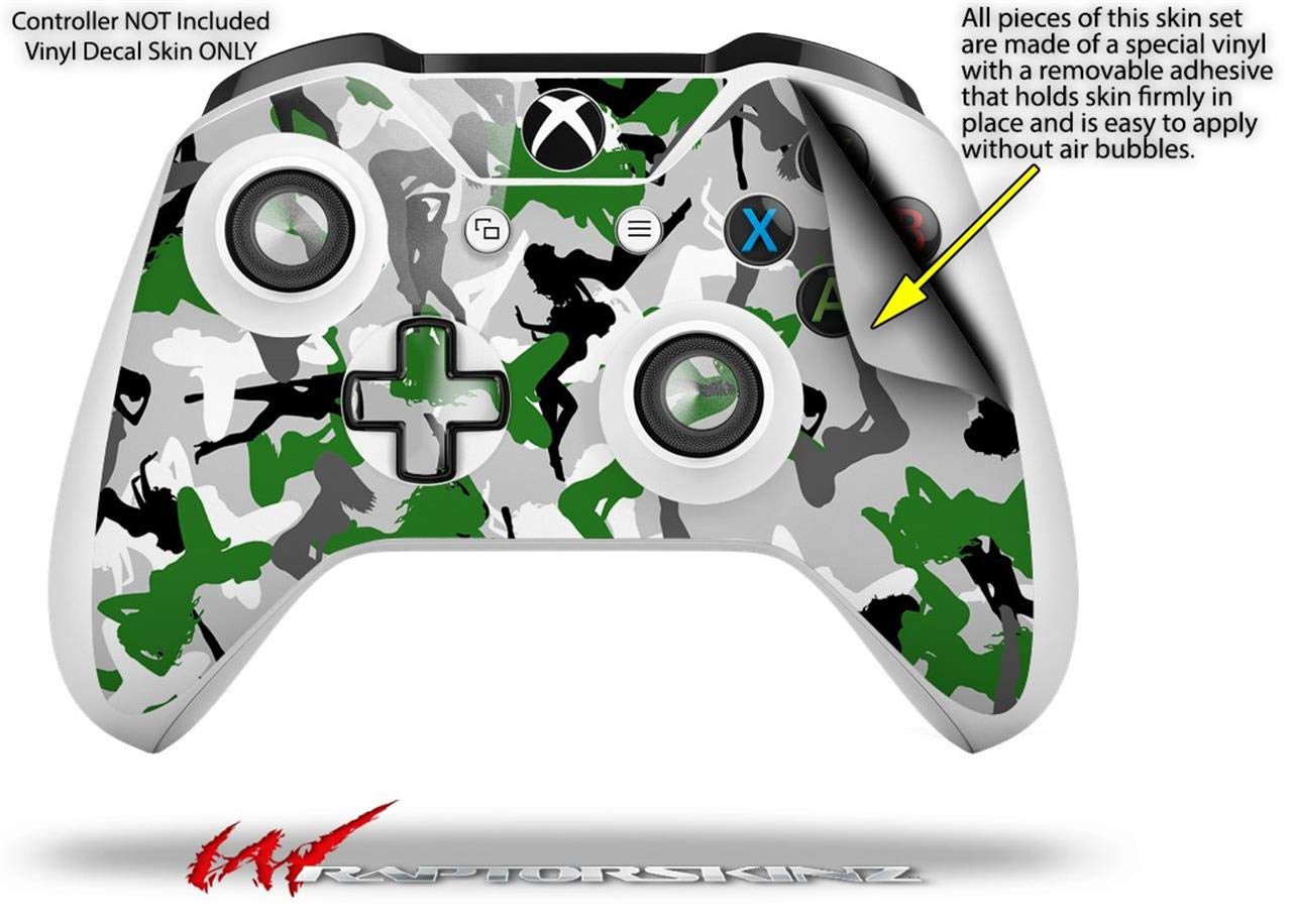 WraptorSkinz Decal Vinyl Skin Wrap compatible with XBOX One S/X Controller - Sexy Girl Silhouette Camo Green (CONTROLLER NOT INCLUDED)