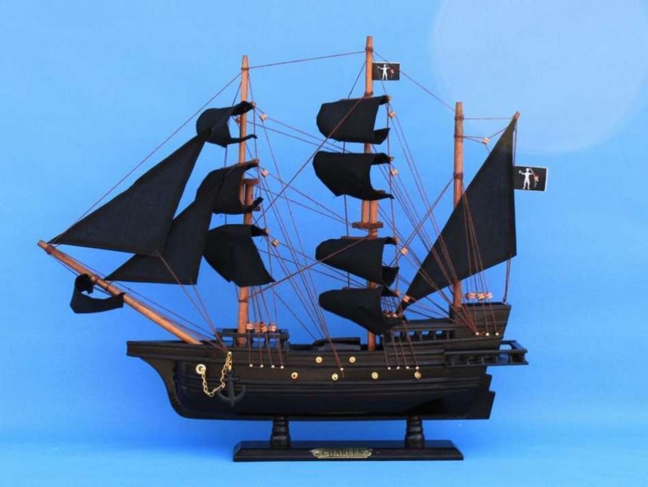 Hampton Nautical Wooden John Halsey Charles Pirate Ship Model, 20"