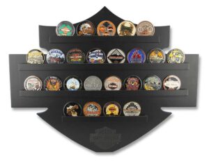 harley-davidson bar & shield wall coin display, holds 25 coins, black 8005139