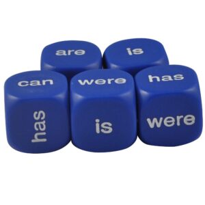 azty solutions set of 5 educational being and helping verb 16mm blue dice in snow organza bag