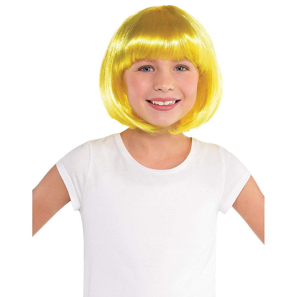 Amscan Bob Party Wig Costume, Yellow