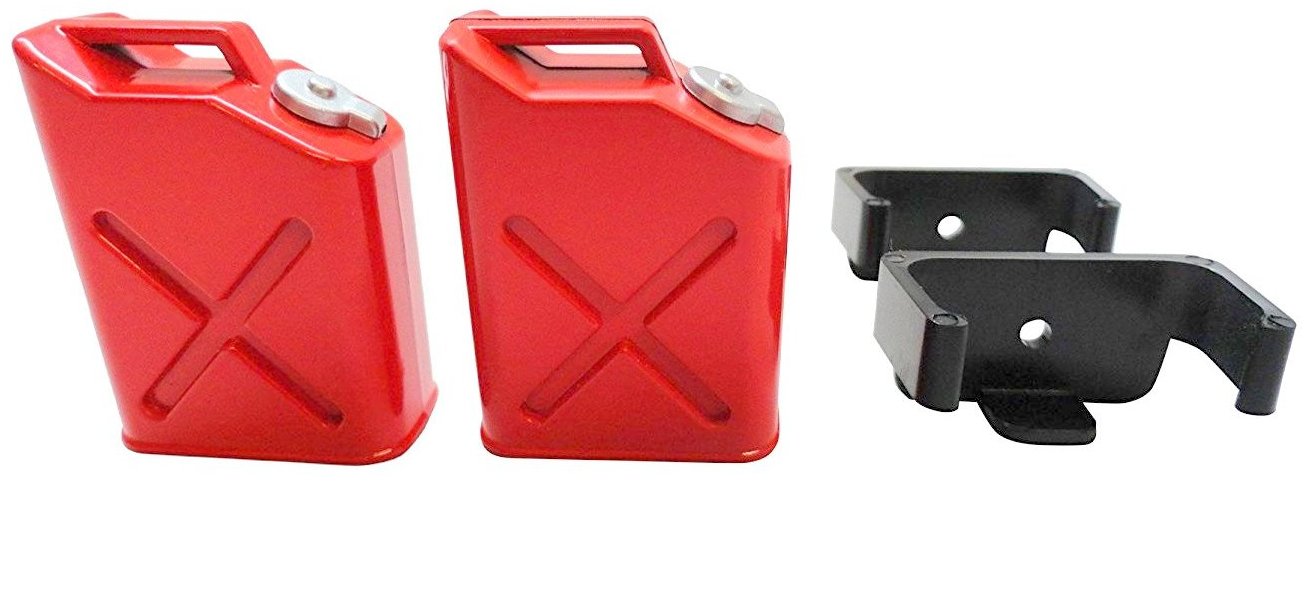 Apex RC Products 1/10 RC Rock Crawler Scale Red Jerry Gas Can Jug W/Brackets - 2 Pack 4052