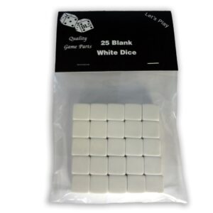 25 Blank White Dice 16MM - Great for Designing Your Own Game