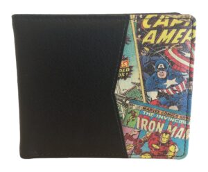 bb designs, marvel retro comics, bifold wallet with printed details, vintage comic men's wallet