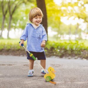 Wooden Wonders Push-n-Pull Waddling Duckling with Rubber Feet by Imagination Generation