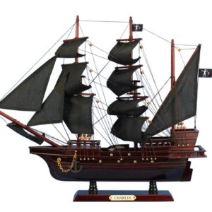 Hampton Nautical Wooden John Halsey Charles Pirate Ship Model, 20"