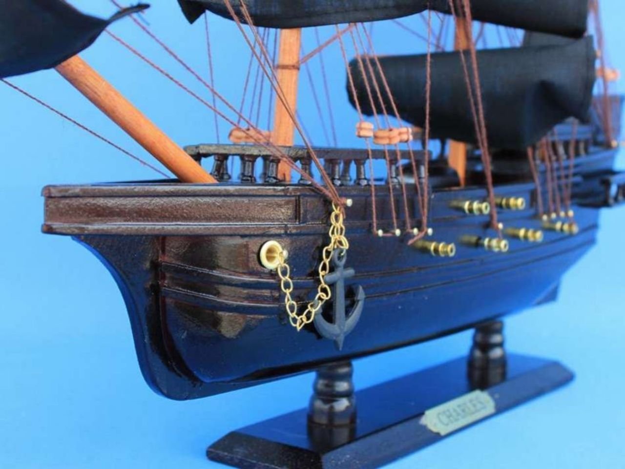 Hampton Nautical Wooden John Halsey Charles Pirate Ship Model, 20"