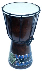 holy land market djembe or jembe drum with colored dots from jerusalem - large size (30 cm or 12 inches high)