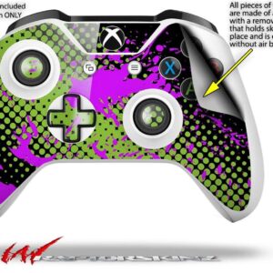 WraptorSkinz Decal Vinyl Skin Wrap compatible with XBOX One S/X Controller - Halftone Splatter Hot Pink Green (CONTROLLER NOT INCLUDED)