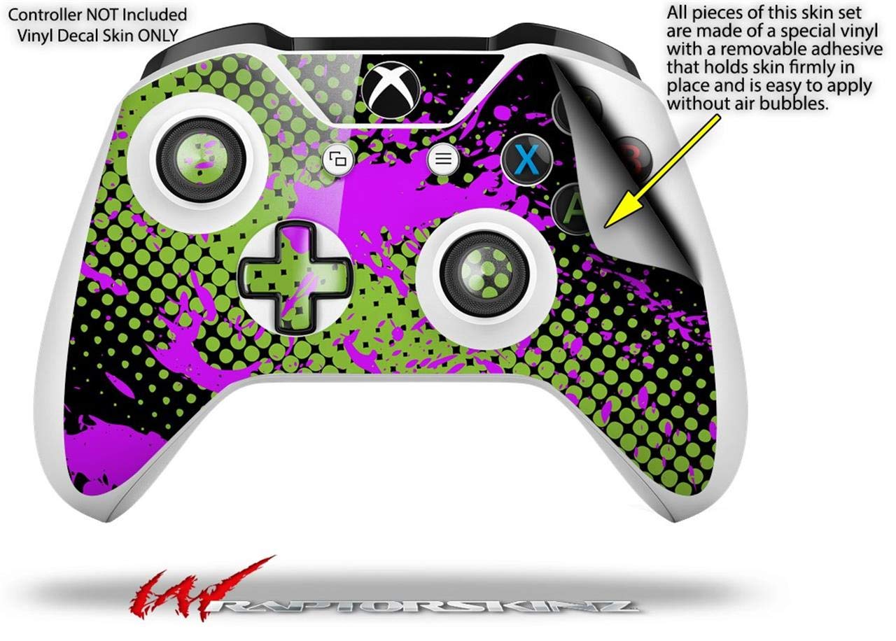 WraptorSkinz Decal Vinyl Skin Wrap compatible with XBOX One S/X Controller - Halftone Splatter Hot Pink Green (CONTROLLER NOT INCLUDED)