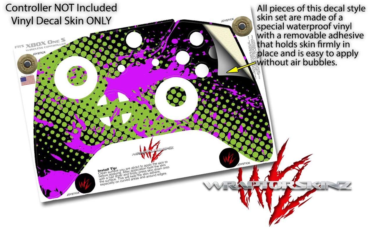 WraptorSkinz Decal Vinyl Skin Wrap compatible with XBOX One S/X Controller - Halftone Splatter Hot Pink Green (CONTROLLER NOT INCLUDED)