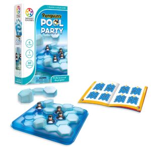 smart games - penguins pool party, puzzle game with 60 challenges, 6+ ages