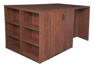 regency legacy stand set with three storage cabinets, one desk and bookcase ends, 85" x 46", cherry