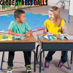 24 Pack - Globe Mini Soft Foam Earth Squeeze Balls, 2.5" Squeezable World Toy Stress Relief Bulk Educational Novelties for Kids, School, Classroom, Party Favors, Rewards