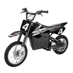 razor mx650 dirt rocket high-torque electric motocross dirt bike with speeds up to 17 mph for uphill and off-road conditions, black