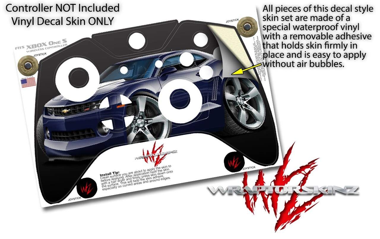 WraptorSkinz Decal Vinyl Skin Wrap compatible with XBOX One S/X Controller - 2010 Camaro RS Blue Dark (CONTROLLER NOT INCLUDED)