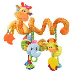 vx-star baby pram crib ornament hangings yellow cute little deer shape design spiral plush toys stroller and travel activity toy