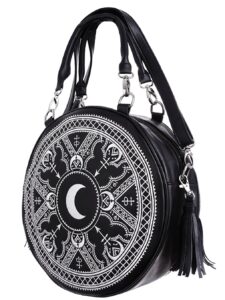 restyle gothic occult henna round bag black faux leather moon handbag