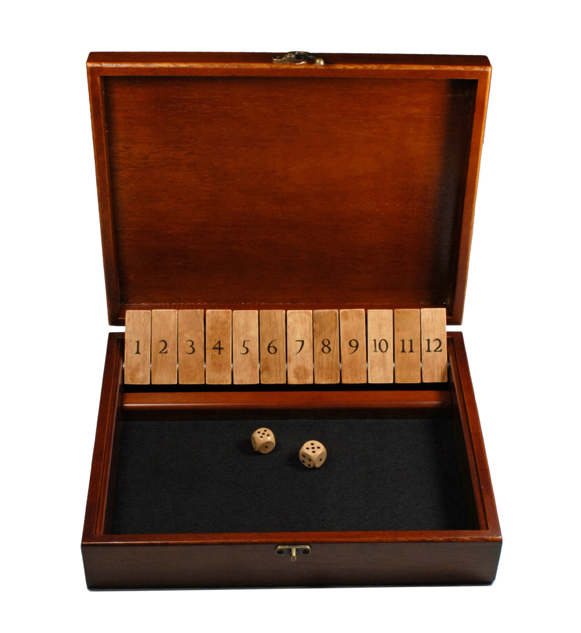 WE Games Custom Engraved Wooden Shut The Box Game with Lid