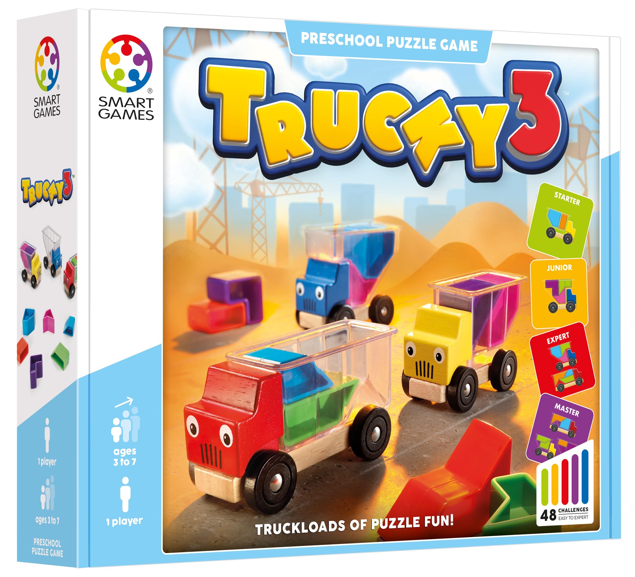 SmartGames Trucky 3 Wooden Skill-Building Puzzle Game Moving Trucks for Ages 3+