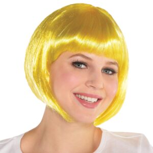 Amscan Bob Party Wig Costume, Yellow