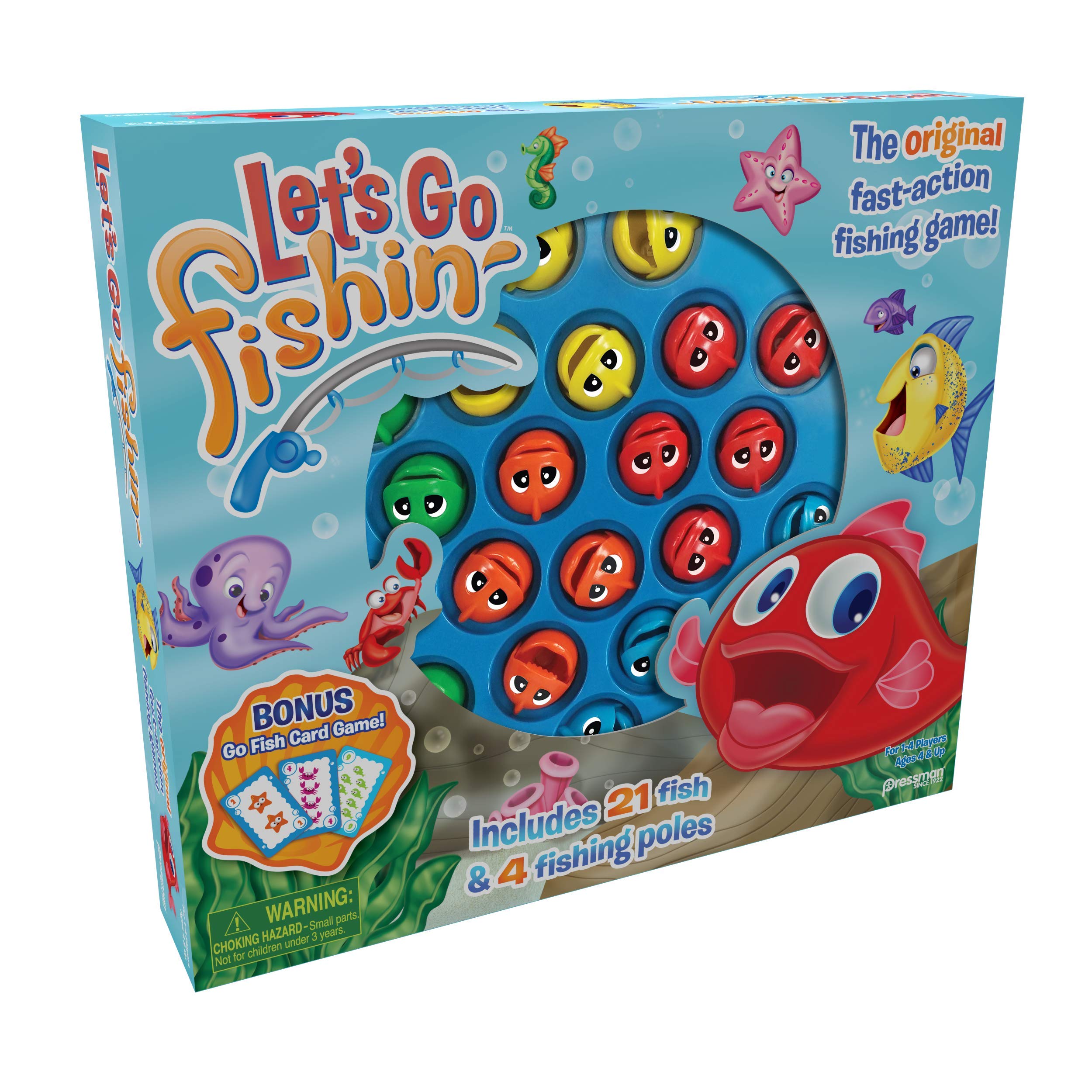 Pressman 58 Let's Go Fishin' Combo Game, Includes Go Fish Card Game