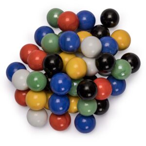 Yellow Mountain Imports 60 Pieces Chinese Checkers Glass Marbles Set with Solid Colors - 16 Millimeters