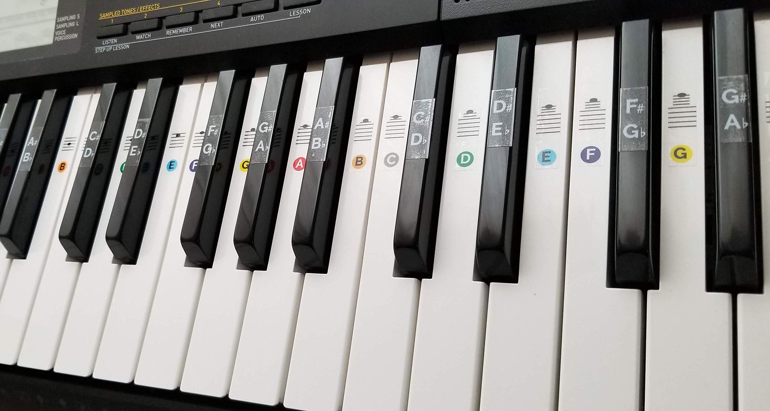 Color Piano Keyboard Stickers- Removable, Transparent, for White & Black Keys